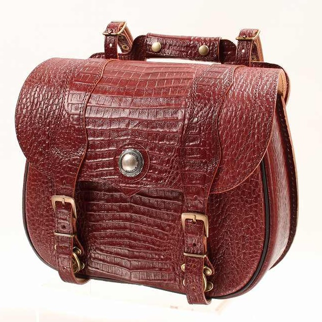 DEGNER 鱷魚壓紋皮革馬鞍包 [SB-24CR]